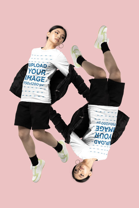 Placeit Mockup Of A Duplicated Woman Wearing A Bella Canvas T Shirt