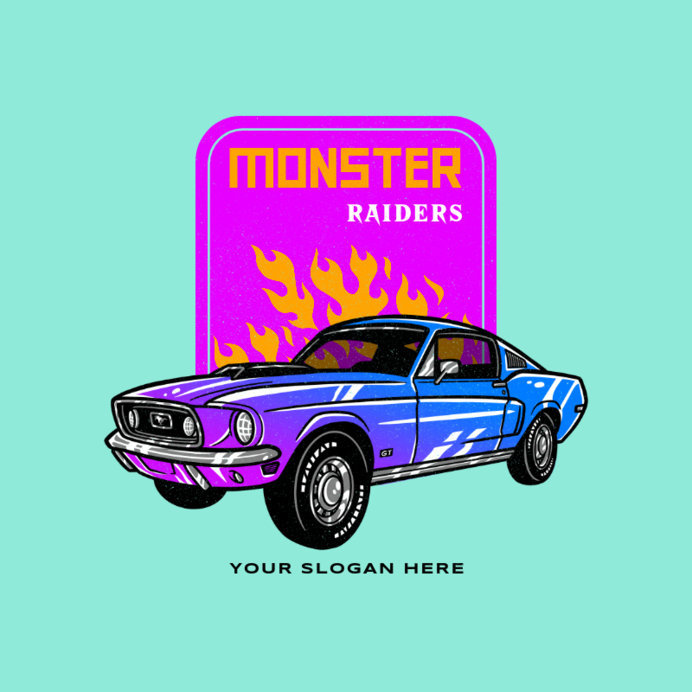 Placeit - Racing Team Logo Maker Featuring a Muscle Car Illustration