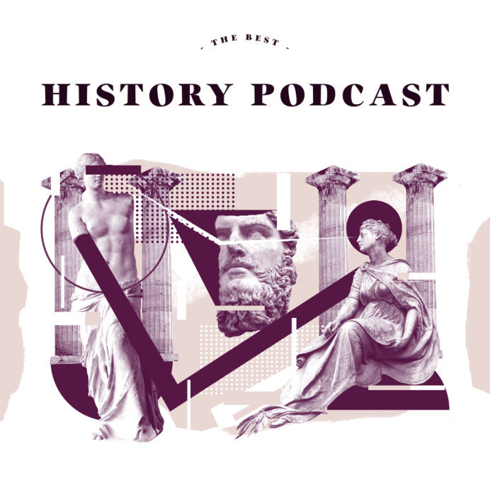 Placeit - History Podcast Cover Template with Ancient Greek Sculptures