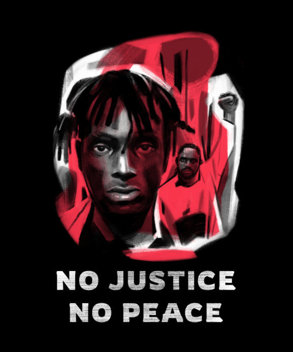 Placeit - T-Shirt Design Template with a Black Justice Movement Portrait