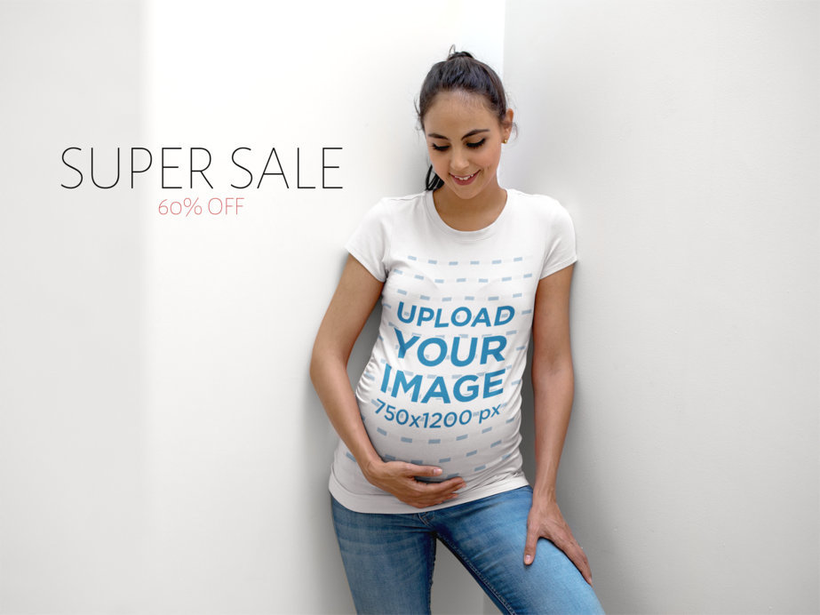Placeit - Happy Woman Wearing a Maternity T-Shirt Mockup