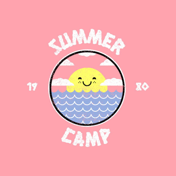 Placeit - Summer Camp Logo Template Featuring a Cute Sun Graphic