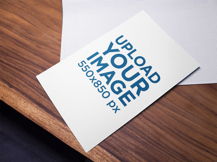 Placeit - Poster Mockup Lying on a Wood Table