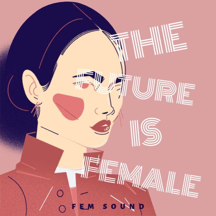 Placeit - Illustrated Cover Template for a Feminism Podcast