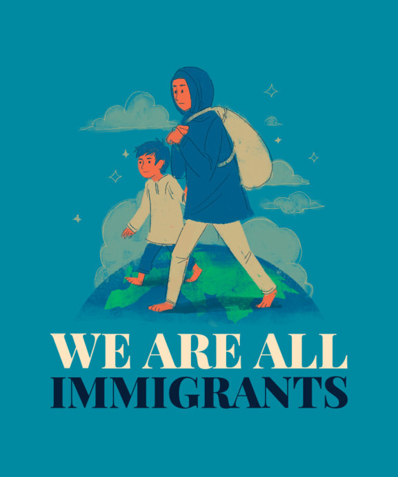 Placeit - T-Shirt Design Creator Featuring Illustrated Immigrants