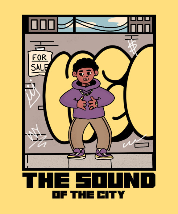 Placeit - T-Shirt Design Template Featuring a Hip-Hop-Inspired Illustration