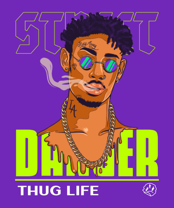Placeit - Illustrated T-Shirt Design Maker Featuring a Portrait of a Rapper