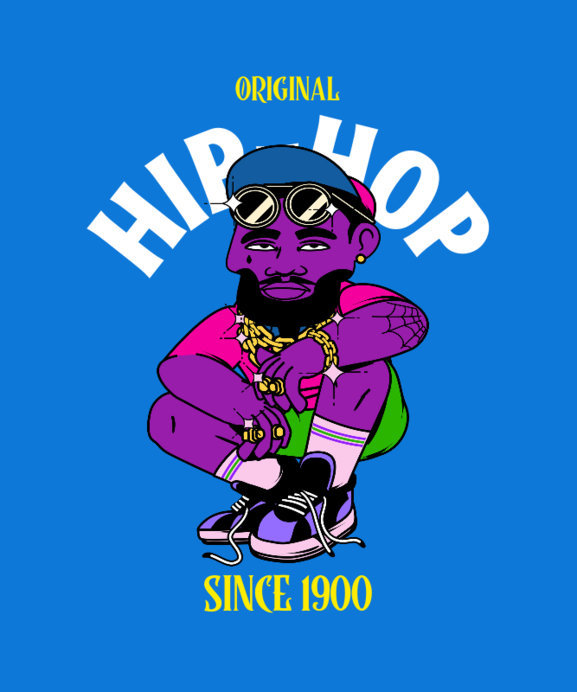 Placeit - T-Shirt Design Creator Featuring a 90's Style Rapper Illustration