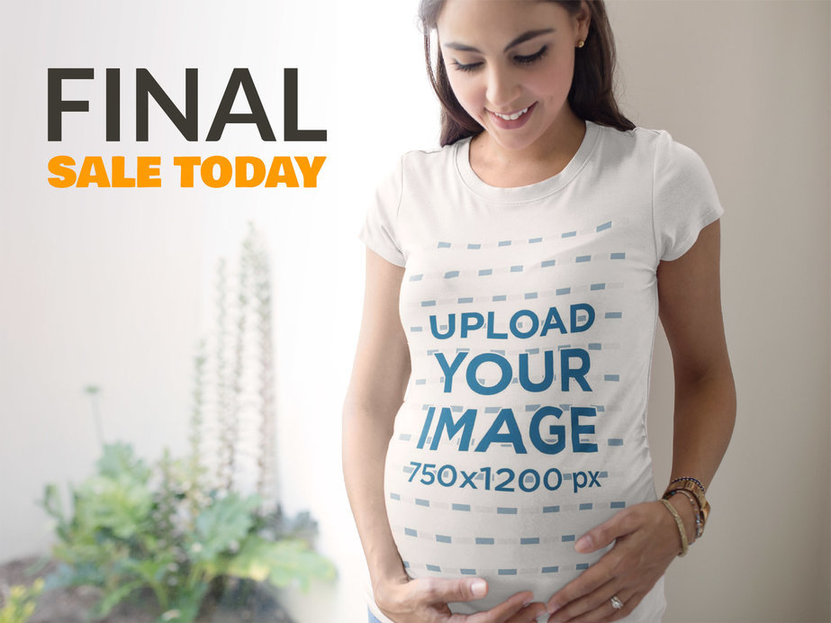 Placeit - Facebook Ad - Maternity T-Shirt Being Used by Woman Inside ...