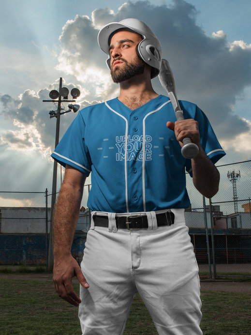 Placeit - Baseball Uniform Builder - Dramatic Portrait of a Man at the ...