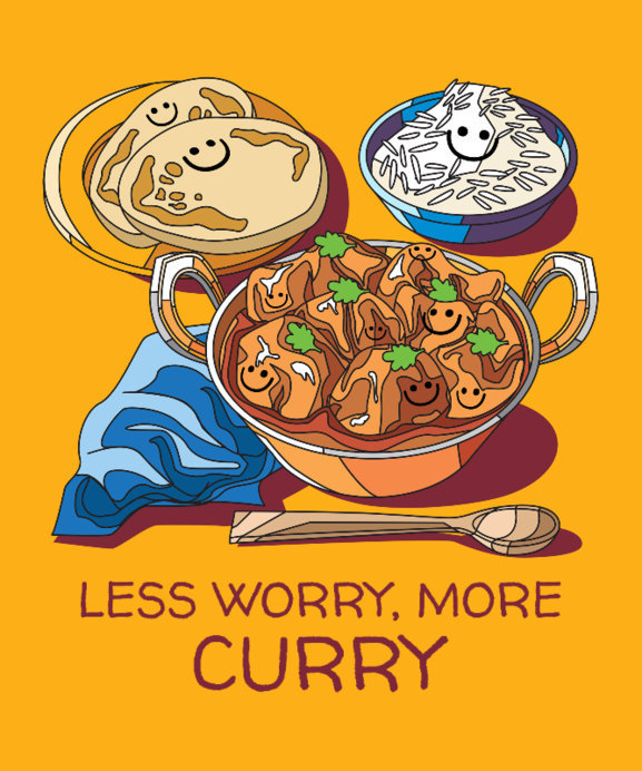 Placeit - T-Shirt Design Maker Featuring Smiling Indian Curry Illustrations