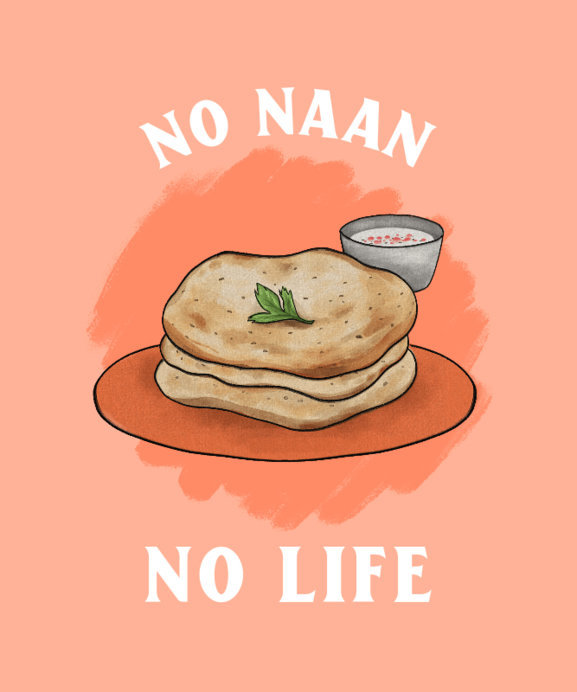 Placeit - Food T-Shirt Design Template With a Naan Illustration