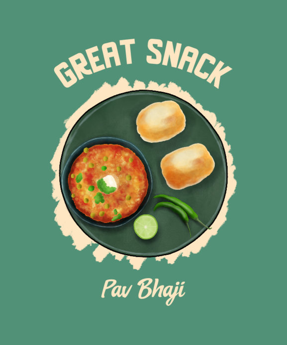 Placeit - Illustrated T-Shirt Design Generator With a Pav Bhaji Graphic
