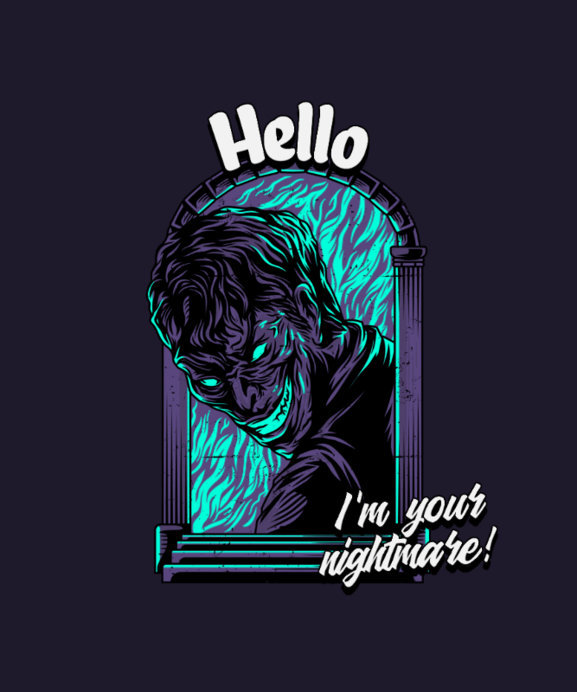 Placeit - T-Shirt Design Maker Featuring an Eerie Nightmare Character