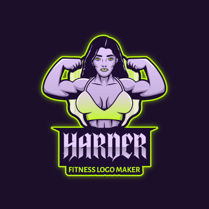 Placeit - Fitness Club Logo Maker Featuring a Female Bodybuilder Graphic