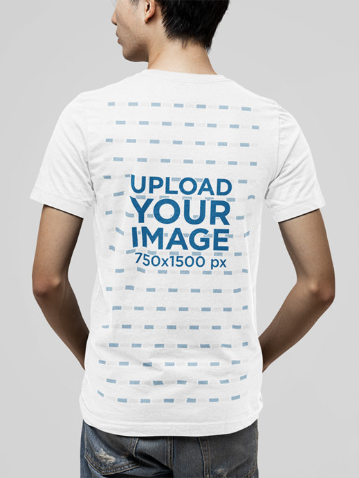 Placeit - Back View Mockup Featuring a Young Man Wearing a Basic T-Shirt