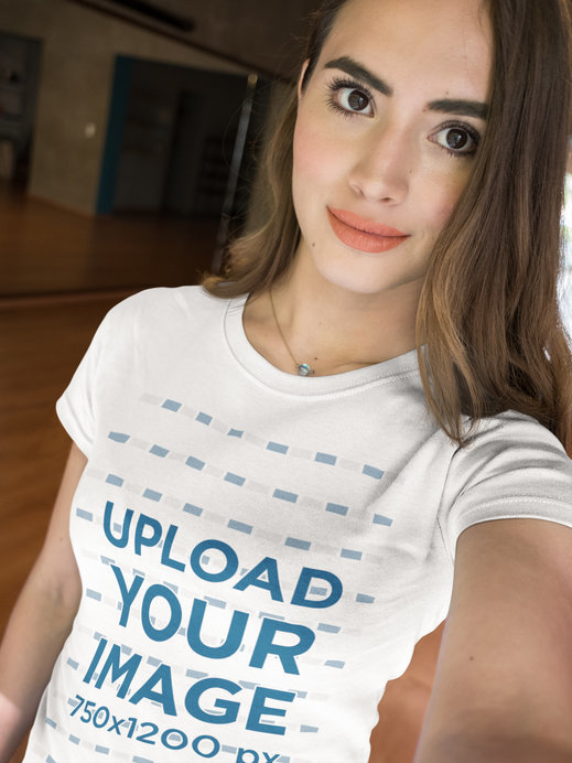 Placeit - Beautiful Woman Taking a Selfie Mockup While Wearing a Round ...