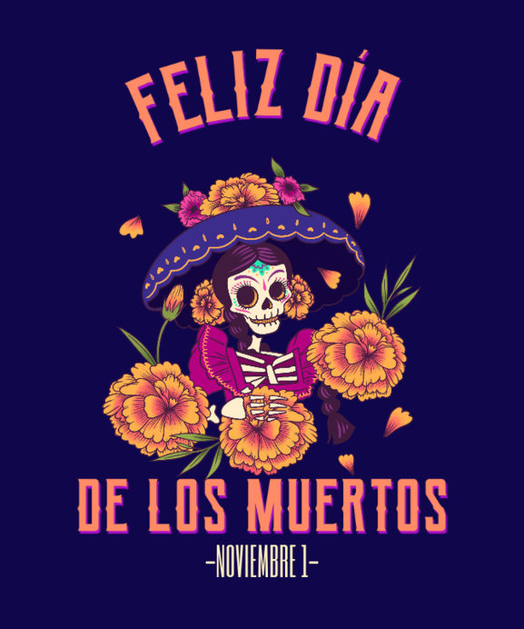 Placeit - Illustrated T-Shirt Design Maker With a Day of the Dead Theme