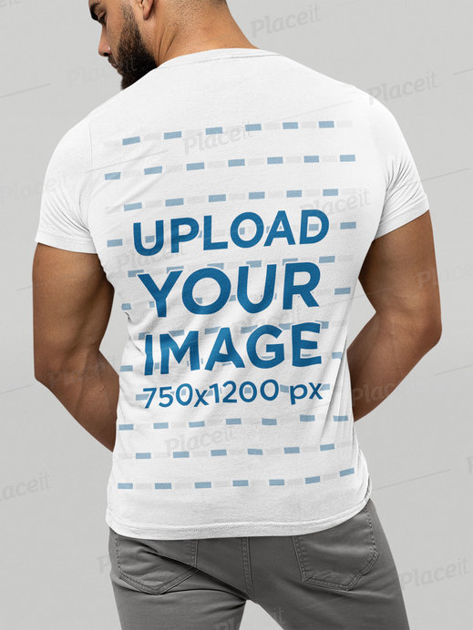 Placeit - Back-View Mockup of a Muscled Man Wearing a Bella Canvas T-Shirt