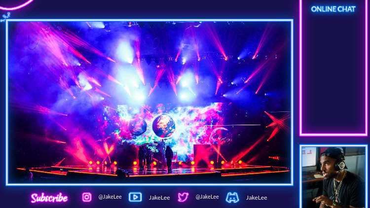 Placeit - OBS Stream Overlay Maker With Neon Graphics and a Webcam Frame