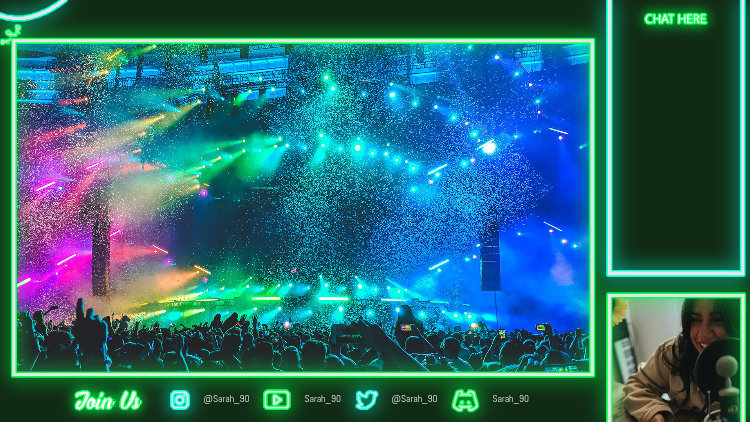 Placeit - Music-Themed Twitch Overlay Template With a Neon Aesthetic