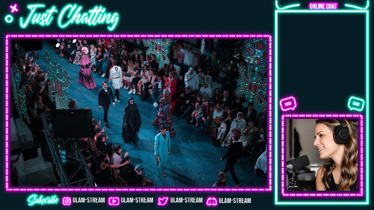 Placeit - Twitch Overlay Generator with Glowing Colors for Just Chatting Streamers