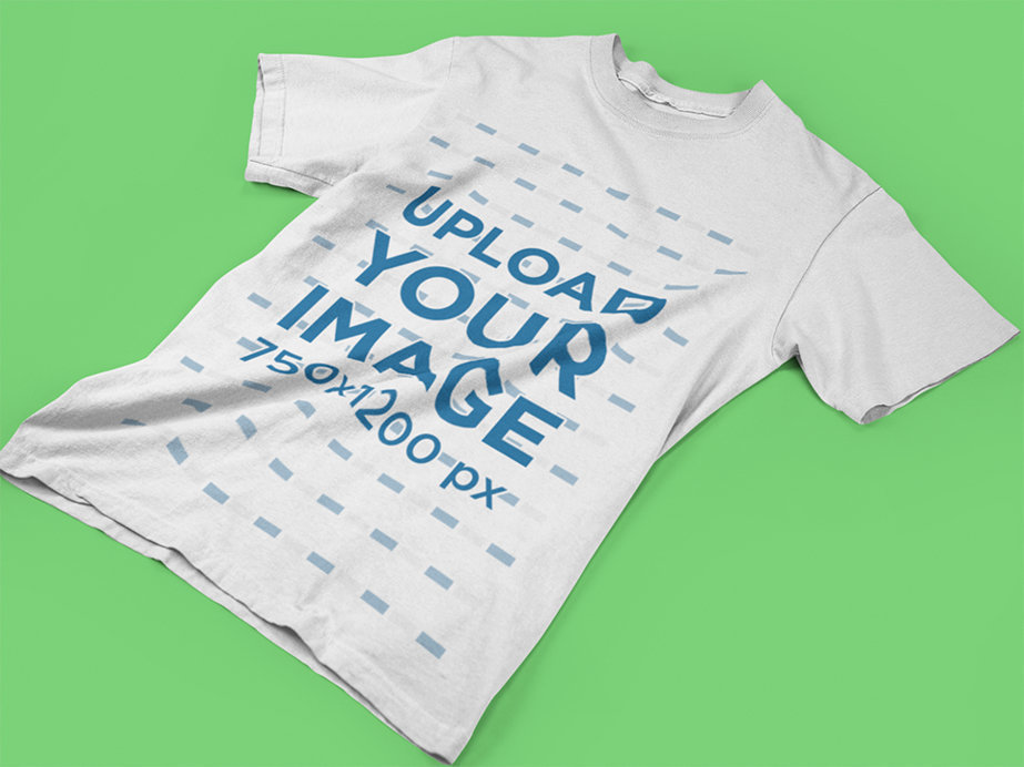 Placeit - Mockup of a Unisex T-Shirt Lying on a Solid Background