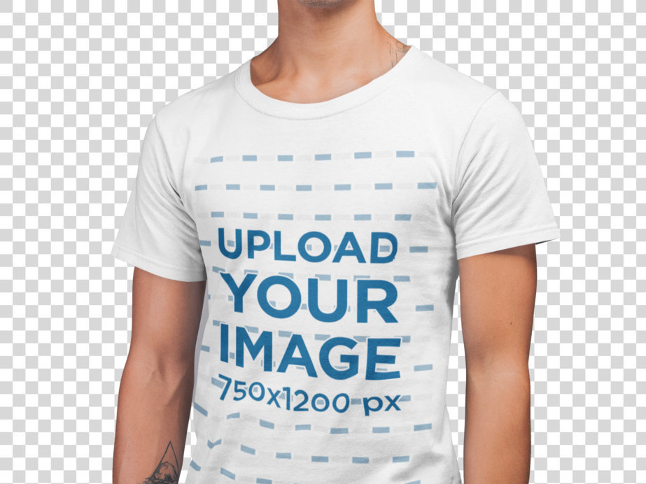 Placeit - Transparent Mockup of a Cropped Face Man Wearing a Round Neck ...