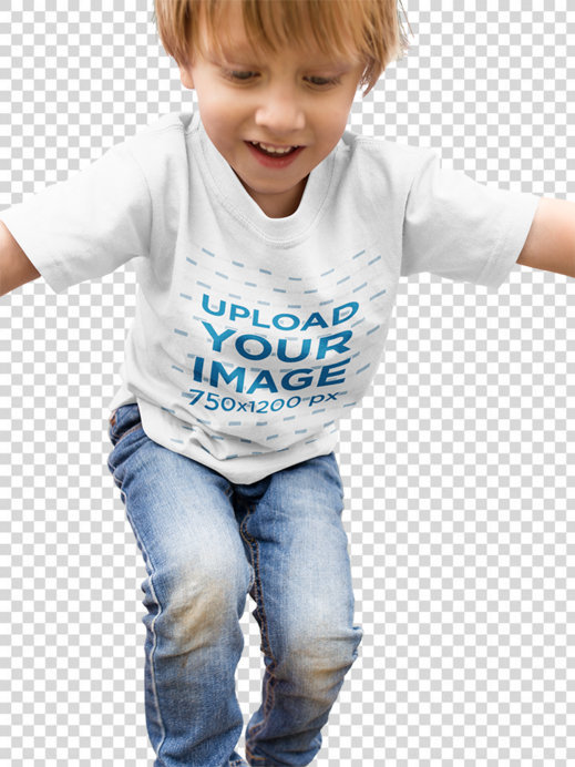 Placeit - Transparent Small Kid at the Playground Wearing a Baggy Tee ...