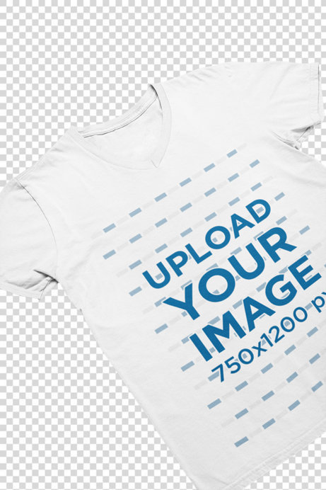 Placeit - Transparent Mockup of a T-Shirt Lying Flat over Cut out Shapes