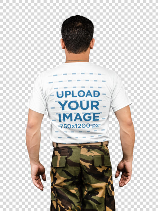 Placeit - Transparent Backshot Tshirt Mockup of a Middle-Aged Soldier ...