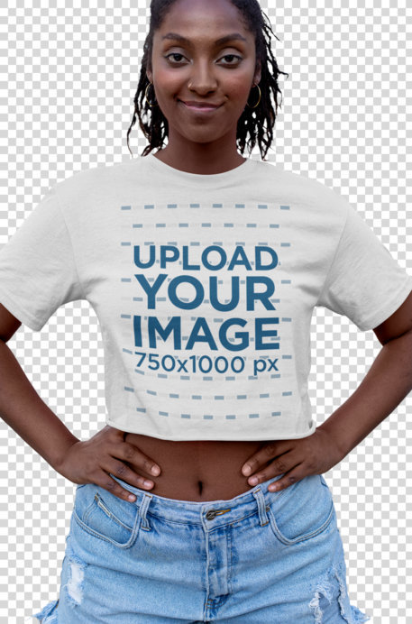 Placeit - Transparent Crop Top Mockup Featuring a Smiling Woman with ...