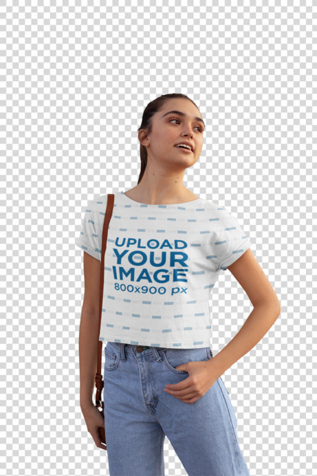 Placeit - Transparent Crop Top Mockup Featuring a Young Woman in a ...