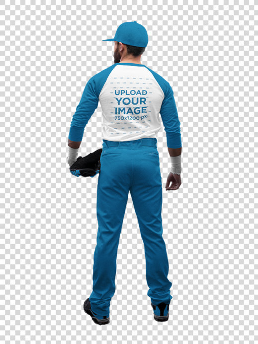 Placeit - Transparent Baseball Uniform Builder - Full Body Back of a Man