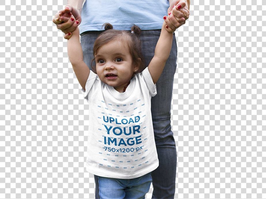 Placeit - Transparent Baby Girl Walking with her Mom While Wearing a T ...