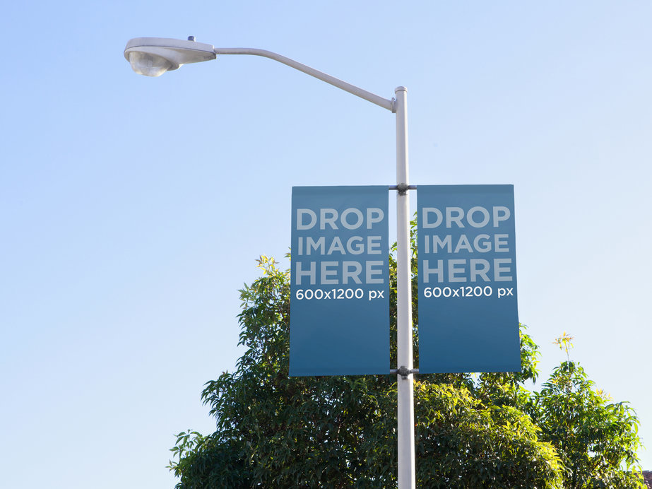Placeit - Banner Mockup on a Light Post