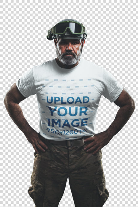 Placeit - Transparent T-Shirt Mockup Featuring a Veteran Soldier ...