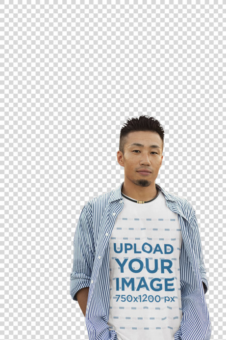 Placeit - Transparent Mockup of a Man with a Goatee Beard Posing with a ...