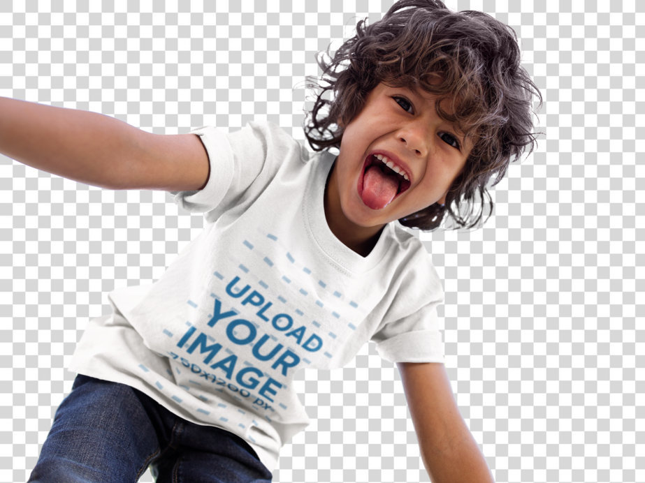 Placeit - Transparent Kid Playing Wearing a T-Shirt Template at the Park