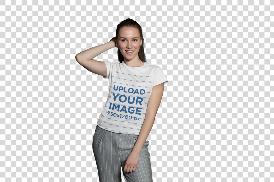 Placeit - Transparent T-Shirt Mockup of a Pretty Woman With Trendy ...