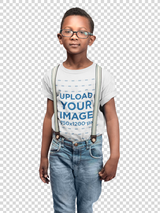 Placeit - Transparent Boy with Glasses Wearing a T-Shirt Mockup Against ...