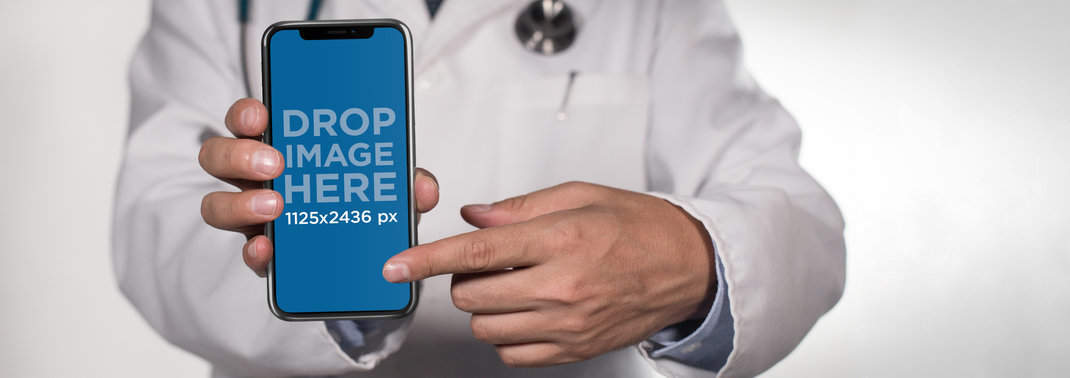 Placeit - iPhone 11 Pro Mockup Being Shown by a Doctor