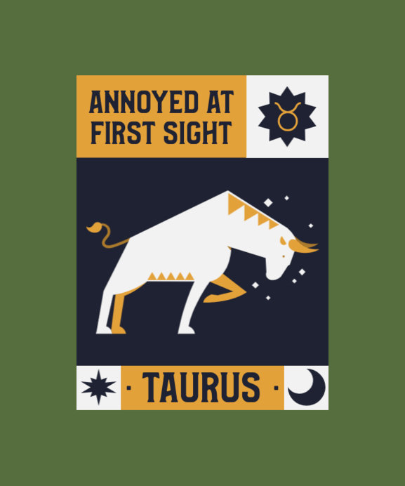 Placeit - T-Shirt Design Template with a Taurus Zodiac Sign Graphic