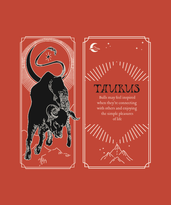 Placeit - T-Shirt Design Template with a Taurus Sign Graphic