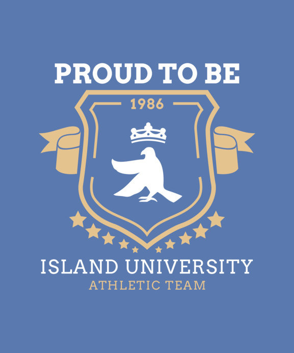 Placeit - Varsity-Style T-Shirt Design Template with School Shield Graphics