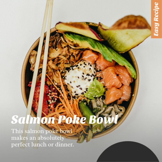Placeit - Instagram Post Generator for an Easy Salmon Poke Bowl Recipe