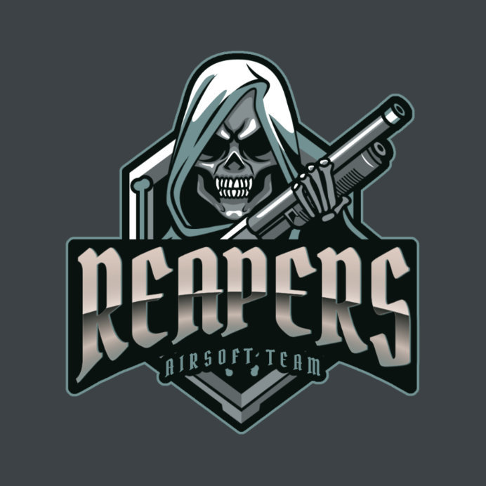 Placeit - Airsoft Team Logo Maker Featuring a Skull with a Gun