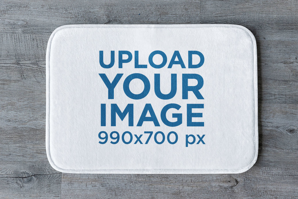 Placeit - Bath Mat Mockup Placed over a Wooden Surface