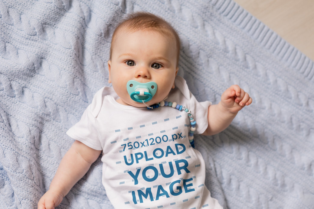 Placeit - Onesie Mockup Featuring an Adorable Baby With a Pacifier in ...