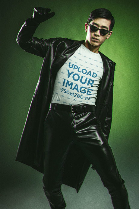 Placeit - Bella Canvas T-Shirt Mockup of a Serious Man With Sunglasses ...